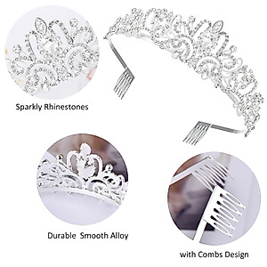 Silver Tiara for Girls, Birthday Gift Tiara Women Crown Princess Fairy Crowns Bride Headband Bridal Queen Wedding Prom Pageant Party Bridal Hair Accessories