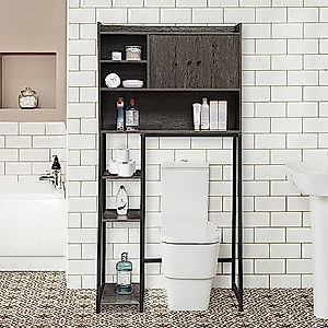 FLYZC Over The Toilet Storage Cabinet, Over Toilet Bathroom Organizer with Toilet Paper Holder Stand, Bathroom Storage Cabinet Over Toilet, Over Toilet Storage Shelf Rack for Bathroom Storage