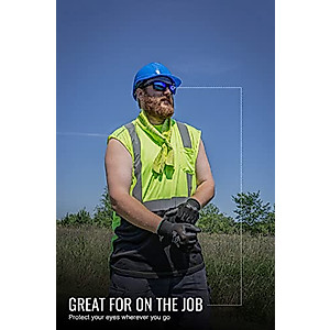 Bullhead Safety Sawfish Polarized Safety Glasses with Performance Fog Technology, Blue Light Glasses with UV Light Protection and Anti-Scratch Coating, Blue Mirror Lenses, Tortoise/Black Frame