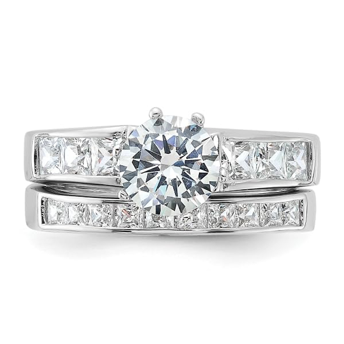 IceCarats 925 Sterling Silver Cubic Zirconia CZ Wedding Band Engagement Ring Bridal Jewelry Set Size 6