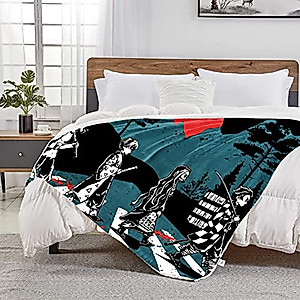 2 PCS Anime Blanket Soft Throw Blanket with Anime Pillow Case,3D Printed Japanese Anime Fuzzy Blanket Cozy Blanket for Sofa Office Outdoor Picnic Travel