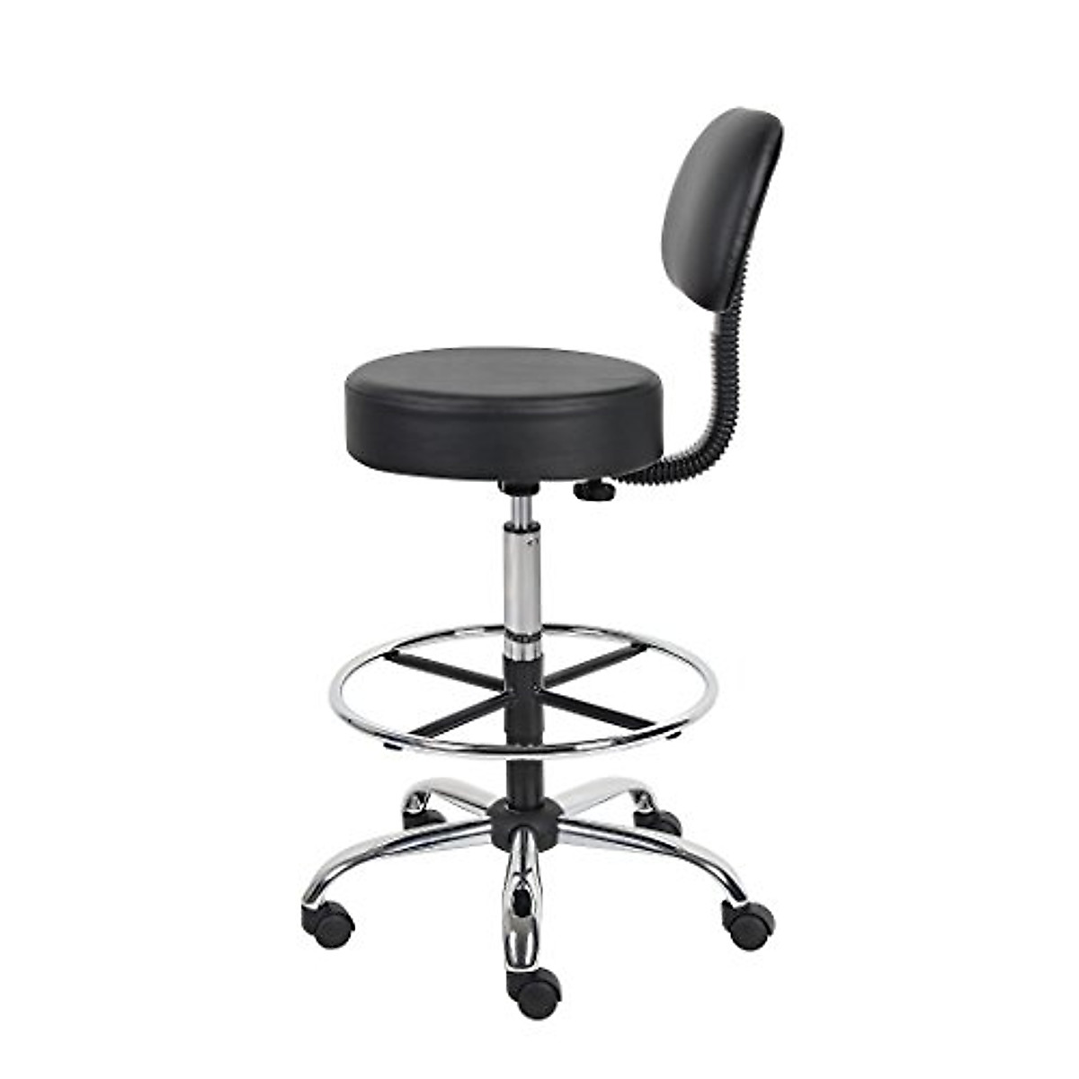 Boss Office Products B16245-BK Be Well Medical Spa Drafting Stool with Back, Black