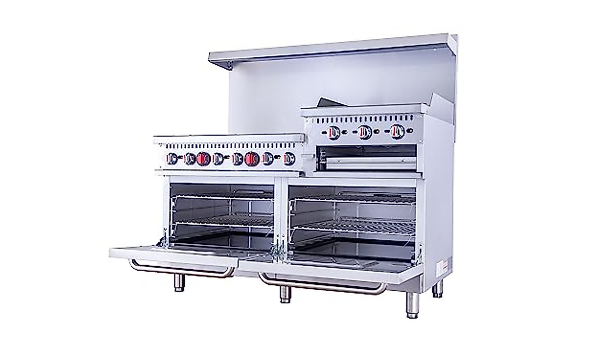 EASYROSE 60" Gas Range: 6 Burners & Griddle for Restaurants