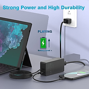 127W Microsoft Surface Book 3 Laptop Charger Also for 102W Surface Book 2, 1, Surface Laptop Studio 2, 1, Windows Surface Pro/Laptop/Go, 10FT Super Long Cable with Powerful Magnetic Plug and LED