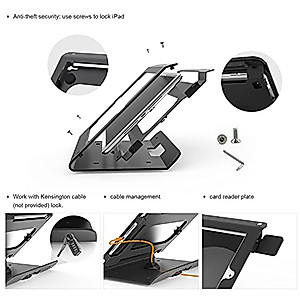 Beelta Tablet Kiosk POS Stand Compatible 10.2” iPad 7 8 9 Generation with 360 Swivel Base