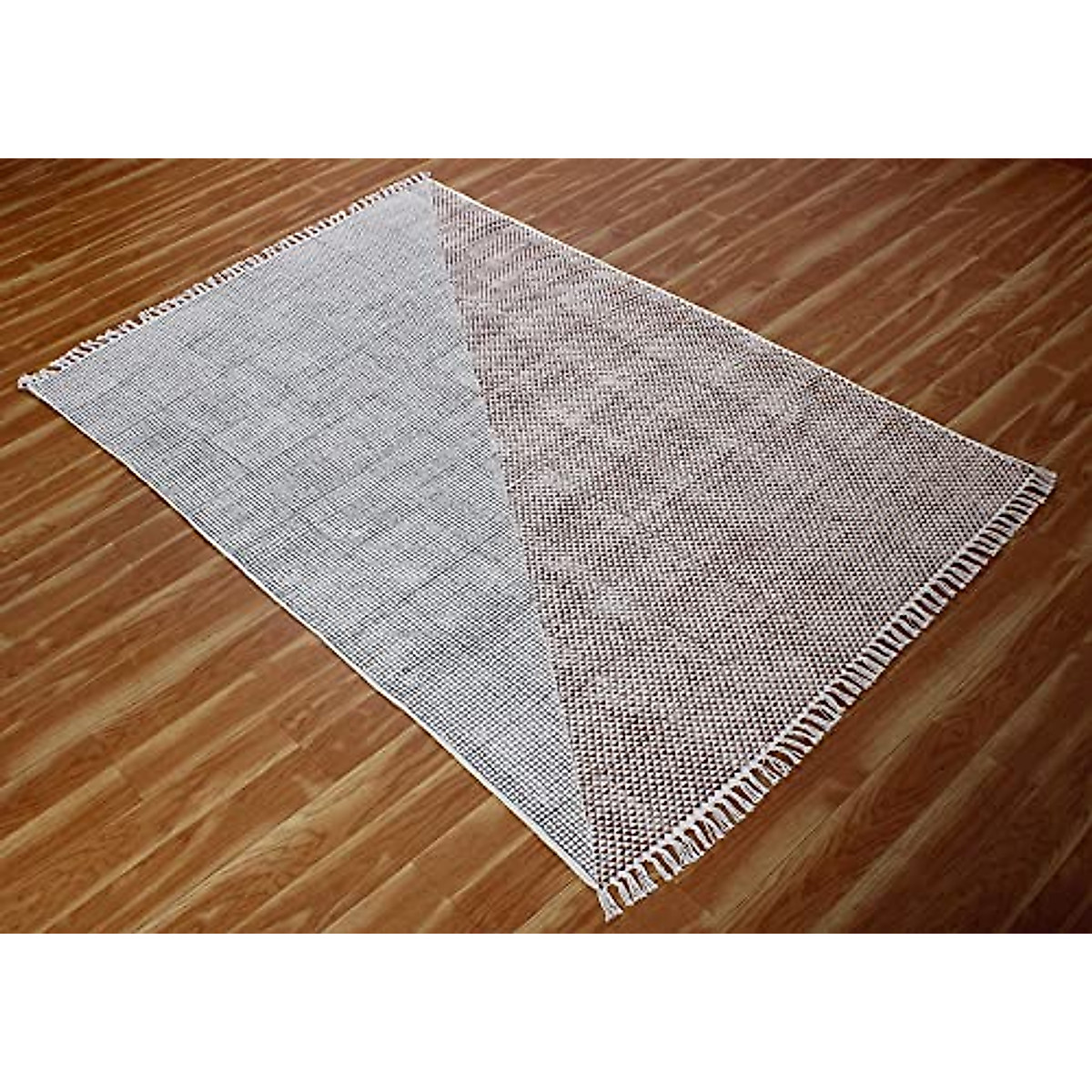 Casavani Hand Block Printed Cotton Dhurrie Abstract Brown & Black Area Rug Doormat Floor Rug Indoor Area Rugs for Bedroom Living Room Laundry Room 4x6 Feet