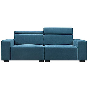 Bellemave Upholstered Sofa Couch 2-Seater Sectional Sofa Couch Velvet Loveseat with Multi-Angle Adjustable Headrest, Spacious and Comfortable for Living Room, Apartment, Office (Light Blue)