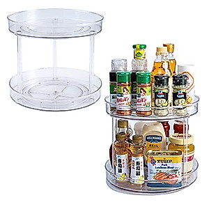 2 Pack Lazy Susan Organizer, Lazy Susan Turntable for Cabinet, PlasticTurntable Organizer Rotating Spice Rack - for Kitchen, Pantry, Bathroom, Fridge,Table, Countertop