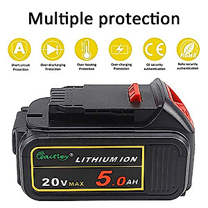 waitley 20V 5.0Ah Replacement Battery Compatible with Dewalt DCB200 20 Volt Cordless Power Tools