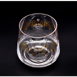 Alchemade Set Of 2 Whiskey Glasses With Metallic Design - 16 Oz Lowball For Cocktails, Old Fashioned, Manhattan, Bourbon, Or Scotch - Stemless Wine Glass Or Use For Any Beverage Of Choice