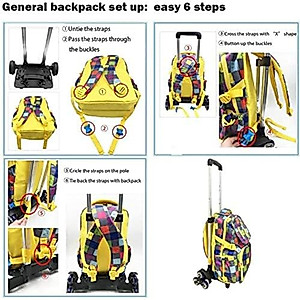 Backpack Trolley - Wheeled Trolley Hand Aluminium Alloy Folding Trolley Cart for Backpack (Blue, 6 Wheels Improved Version)