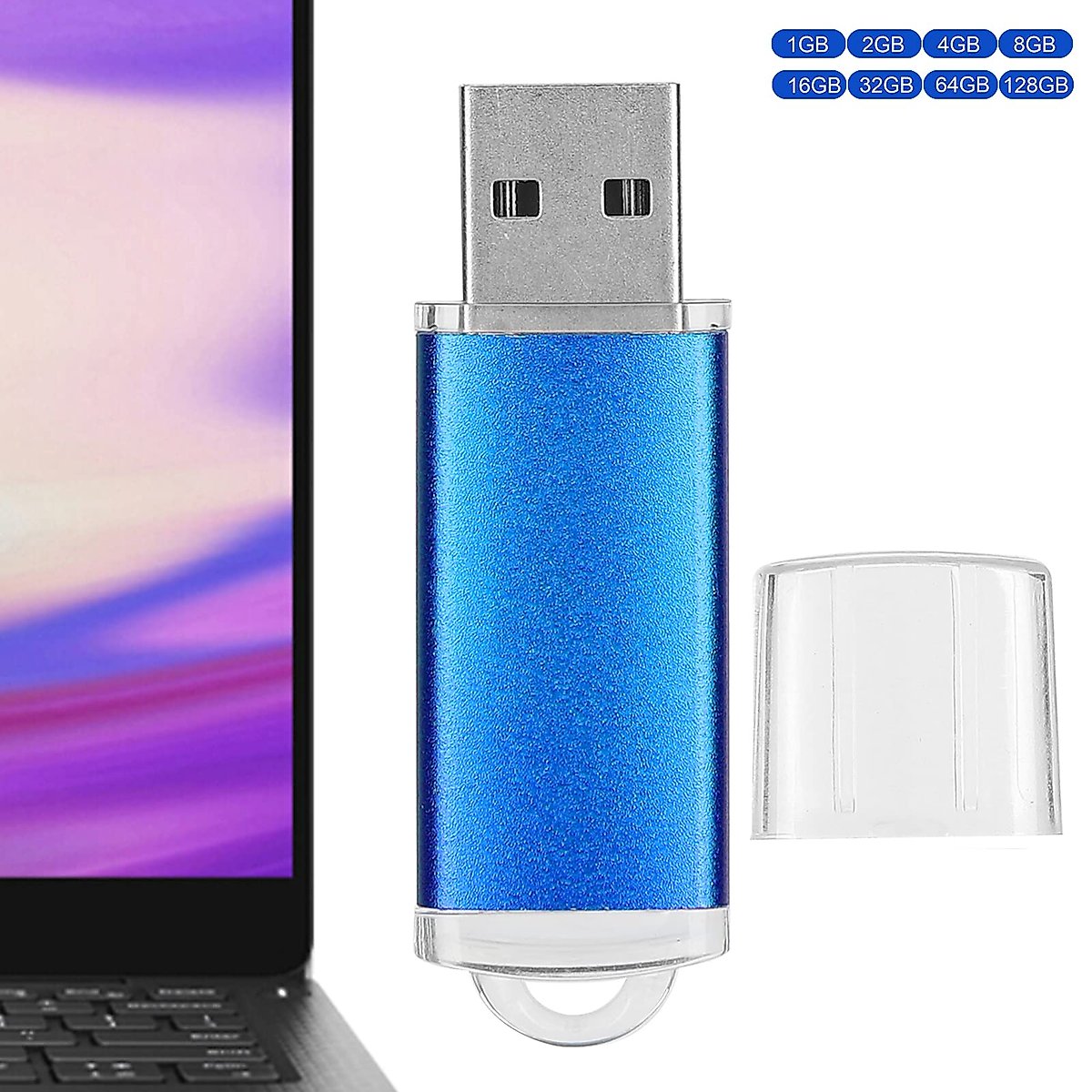 Kafuty-1 USB 2.0 Flash Drive,Storage Memory Stick Pen Drives with Transparent Cover,Portable Thumb Drives Flash Drive for Window2003/XP/Vista/7/8/10/ OS X/Linux,Blue(1GB)