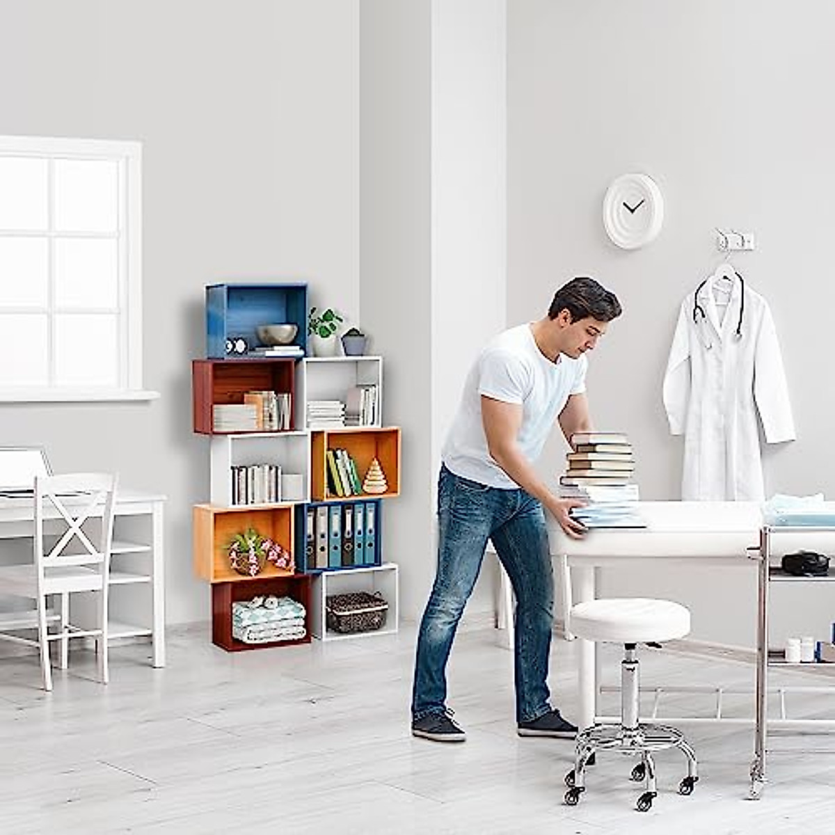 YGYQZ Wooden DIY Open Shelf Bookcase - 9 Pcs Floor Standing Display Cabinet Rack (9, 3 Colors)