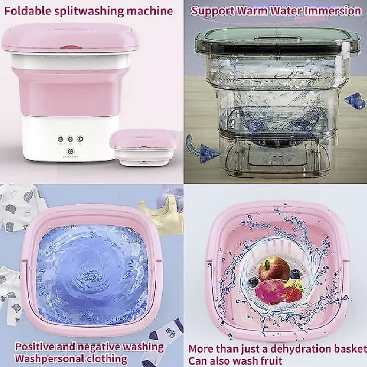 FlexiWash Portable Washing Machine, Mini Washing Machine with 3 Modes Deep Small Foldable Bucket Washer for Camping, RV, Travel, Small Spaces, Lightweight and Easy to Carry