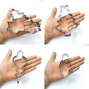 LILIAO Christmas Cookie Cutter Set, 4-pc, Pickup Truck with Christmas Tree, Christmas Tree, Light Bulb and Christmas Ornament Biscuit Fondant Cutters, Stainless Steel