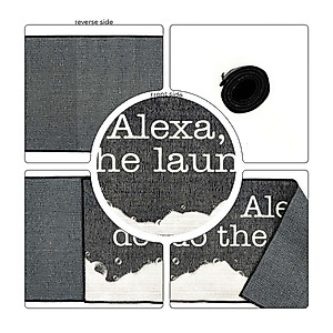 Soft Woven Rugs, 24x56laundry Room Rug, 85% Cotton, Alexa, Funny Humour Non Slip Laundry Mats, Machine Washable, Bathroom Runner Floor Mat for Washroom, Kitchen, Black & White