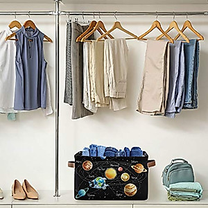 AUUXVA Solar System Planet Storage Basket Bins Large Fabric Storage Cube Box with Handles Collapsible Closet Shelf Cloth Organizer Basket Decorative 2 Pack for Shelves Kids Nursery Bedroom Bathroom