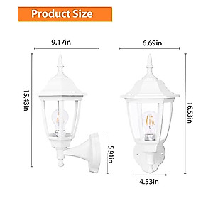 FUDESY Outdoor Wall Lantern, Exterior Waterproof Wall Sconce Light Fixture, White Front Porch Light Wall Mount for Garage, Patio, Yard, FDS2542EW (Bulb Included) 2-Pack