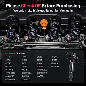 BDFHYK Ignition Coils Pack Compatible with Explorer Edge F150 Flex Fusion Mustang Taurus X Lincoln MKS MKT MKX MKZ Mazda 6 CX-9 Sable V6 3.5L 3.7L Coil for UF553 UF595 C1595 7T4Z12029E Set of 6