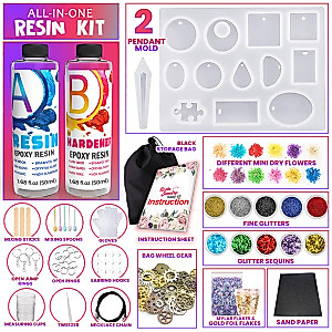 Goody King Resin Jewelry Making Starter Kit - Resin Kits for Beginners with Molds and Resin Jewelry Making Supplies - Silicone Casting Mold, Tools Set Clear Epoxy Resin for DIY Jewelry