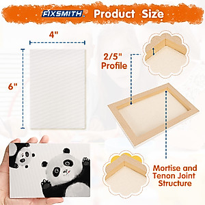 FIXSMITH Mini Stretched Canvas - 24 Pack 4 x 6 Inch, 2/5” Profile Small Canvases, 100% Cotton Art Primed Little Blank Canvas for Kids, Home Decor Project, Art Supplies for Acrylic Oil Painting