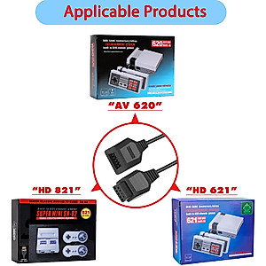 JoFong 9 Pin Controller Extension Cable for Classic Retro Game Consoles AV 620, HD 621, HD 821 Plug and Play Wired Video Game Controller Gamepad Extension Cable 5.8ft 2 Pack (cable-new-abc)