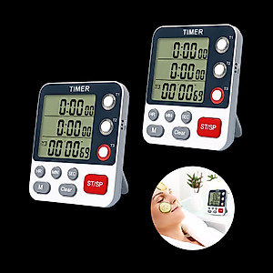 Digital Kitchen Timers, 3 Channels Count UP/Down Timer, Adjustable Cooking Timer with Magnetic Back, Large Display, Loud Volume Alarm, ON/Off Switch, Battery Included