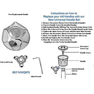 MI MADOL Imports, LLC MADOL Universal Handles with 2" Large Cavity [2233] Shower Replacement Handle Kit Easy Installation/Manerales para Regaderas Universales Caben en Todo tipo de Grifos