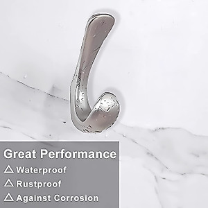 Towel Hooks for Bathroom Wall Mounted 4-Pack, Brushed Nickel Bathroom Hooks for Robe Towel, Modern Coat Hooks Bath Towel Hooks for Wall, Heavy Duty Wall Hooks for Bedroom Kitchen Garage