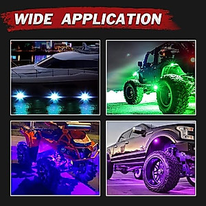 Lumimotor 8 Pods RGB LED Rock Lights Bluetooth App/Remote Control Music Voice Flashing Timing Modes Multicolor Car Underglow Light Kit for Truck Pickup UTV ATV Side by Side Golf Cart Boat