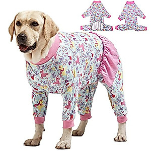 LovinPet Large Breed Dog Pajamas Onesie - Lightweight Stretchy Knit Dog Jammies, Unicorn Seafoam Print Dog PJ's, Large Dog Onesie, Pet PJ's/Large