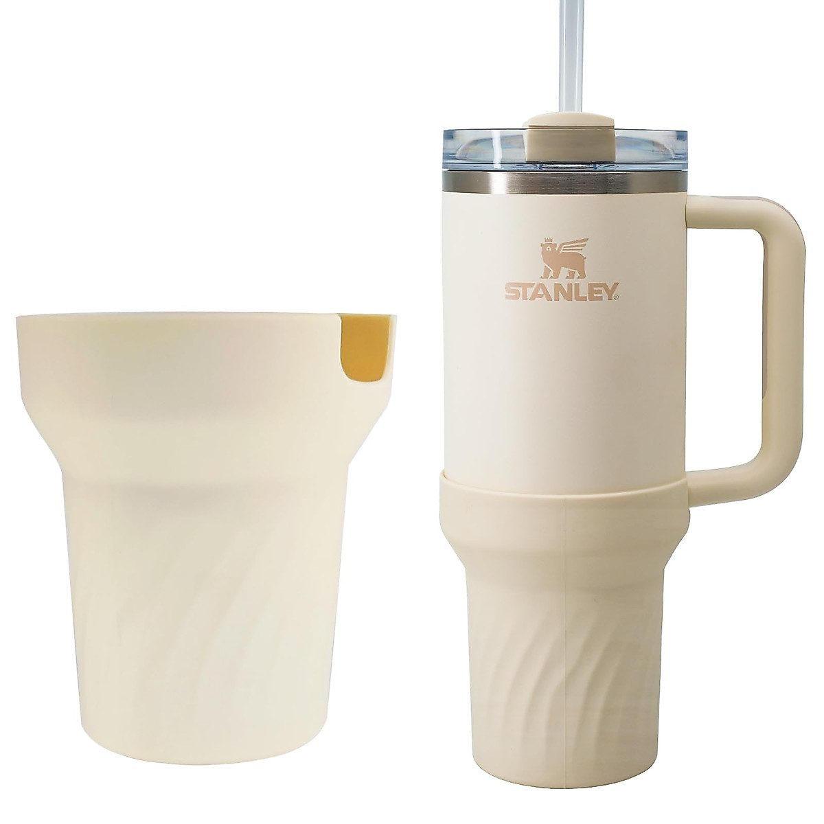 Guacalloon Silicone Boot for Stanley Cup 40oz Quencher, Beige Boot Sleeve Cover Fit with Stanley H2.0 and Quencher Adventure Tumbler Accessories (40 oz, Beige)