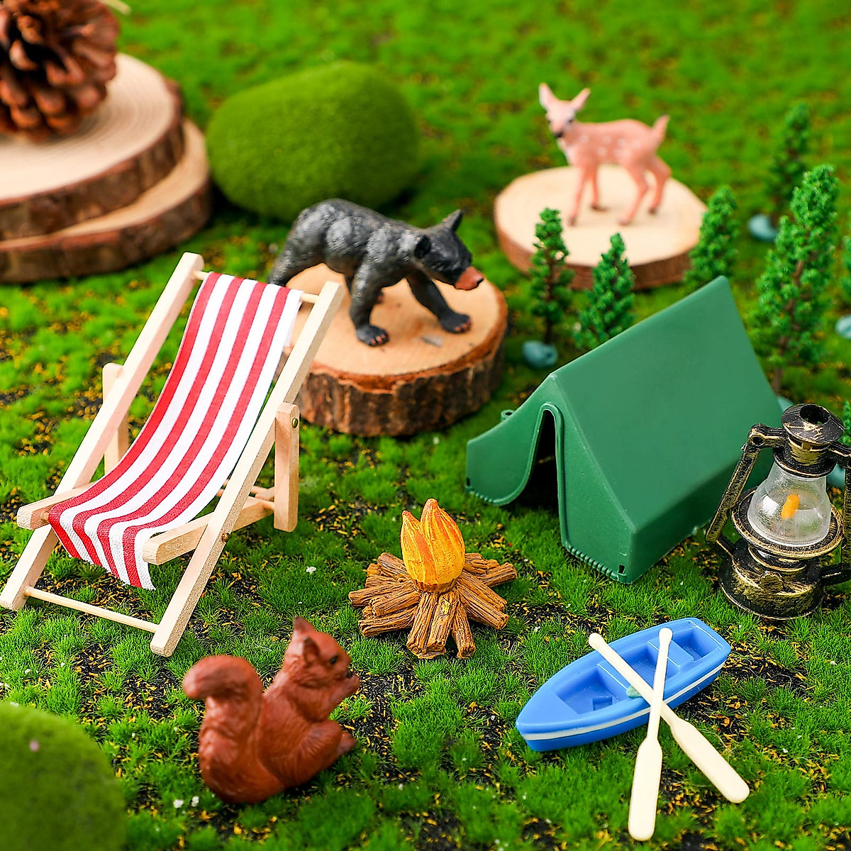 16 Pcs Camping Cake Toppers Camping Cake Decorations Set Camping Party Decorations Camping Birthday Party Supplies Camp Cake Topper Include Tent Campfire for Kids Camper Forest Theme Party