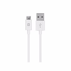 Monoprice USB-A to Micro B Cable - 3 Feet - White, Polycarbonate Connector Heads, 2.4A, 22/30AWG - Select Series