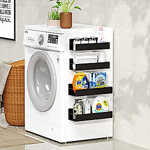 Vetacsion 4 Pack Moveable Fridge Magnetic Spice Racks,Metal Black