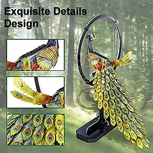 Piececool 3D Puzzles for Adults, Gorgeous Peacock 3D Metal Model Building Kits, Challenging Brain Teaser 3D Puzzles DIY Assembling Crafts Kit Creative Gfits Home Decor