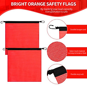 Boao 4 Pieces 18 x 18 Inch Hook Safety Warning Flag Mesh Safety Flag Warning Flag with Vinyl Welt and Bungee Cord for Truck and Pedestrian Crossings, Deep Red