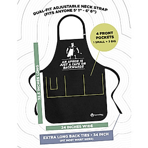 ApronMen, Just a Cape BBQ Grill Adjustable Apron for Men, Black, One Size