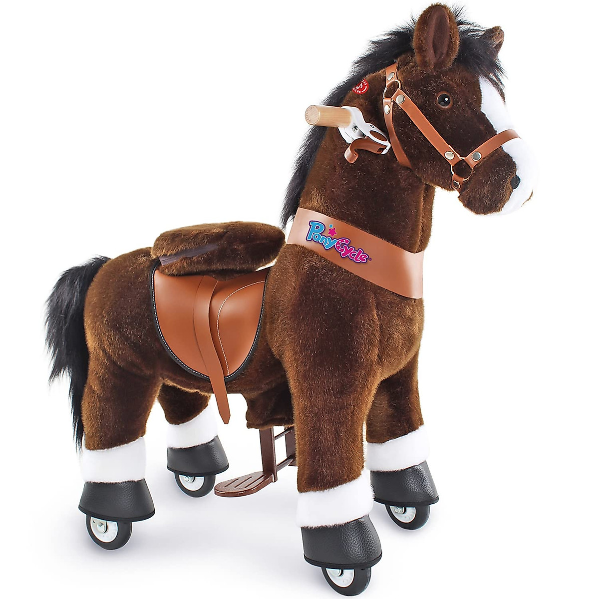 PonyCycle Ride on Horse Toy for Toddlers Classic Model U (with Brake/ 30" Height/Size 3 for Age 3-5) Riding Horse Toy Chocolate Brown Ux321