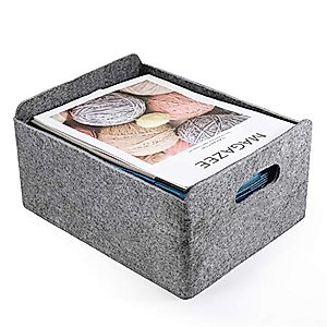 Welaxy storage basket Felt Foldable Drawer Organizer bin Cube Shelf Small box for Kids Toys Books Clothes Office Bedroom Closet Babies Nursery organizing（Charcoal