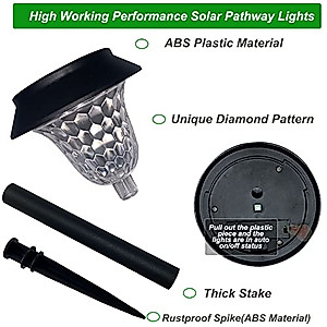 4 Pack Christmas Solar Pathway Lights Cool White Solar Path Lights Outdoor Auto On/Off Lights Waterproof Christmas Garden Lights Solar Landscape Lighting for Pathway, Garden, Driveway, Backyard Decor