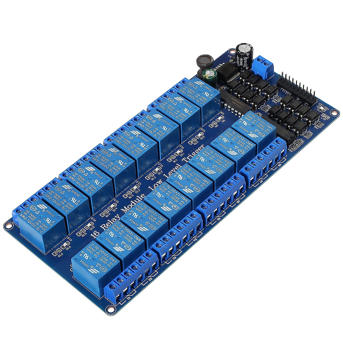 AOICRIE 12V 16-Channel Relay Interface Board Module Optocoupler LED LM2576 Power for Arduino DIY Kit PiC ARM AVR