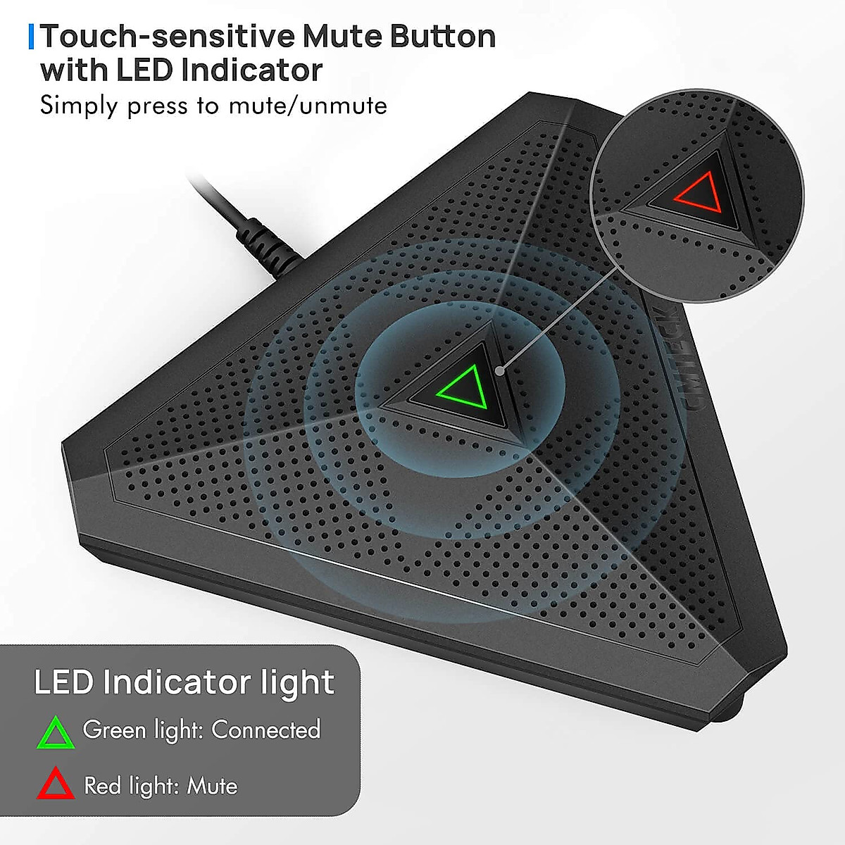 CMTECK Conference USB Microphone, Mute Button, Omnidirectional Condenser Boundary Mic for Recording, Streaming, Gaming, Skype (Windows/macOS)-Without Speaker