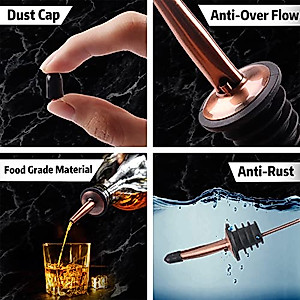 6 Pack Liquor Bottle Pourers, Bottle Pourers for Alcohol with Cleaning Brush, Stainless Steel Liquor Pourers with Rubber Dust Caps, Weyexpert Liquor Pour Spouts Copper, Dishwasher Safe