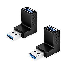 Hoydaa USB3.0 90 Degree Adapter, USB 3.0 Male to Female Right Angle Extension Adapter, USB Coupler Up and Down Angle Connector