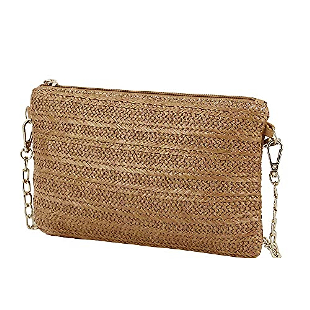 Monanoat Straw Clutch Bag Casual Crossbody Bag Wristlet Clutch Purse Zipper Straw Wallets Envelope Bag