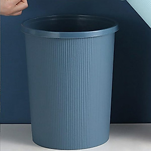 CHEOTIME Small Trash Can Cylindrical Trash Can Plastic Wastebasket Can Hold Trash Bags Suitable for Bathroom Bedroom Kitchen Home Office(Small Dark Blue)