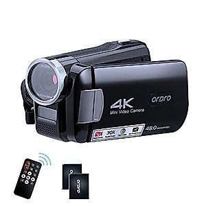 ORDRO 4K Camcorder Video Camera IR Night Vision Vlogging Camera Recorder Full HD 1080P 60FPS 3.0 Inch IPS Touch Screen YouTube Vlogging Camcorder for Beginners with 2 Batteries