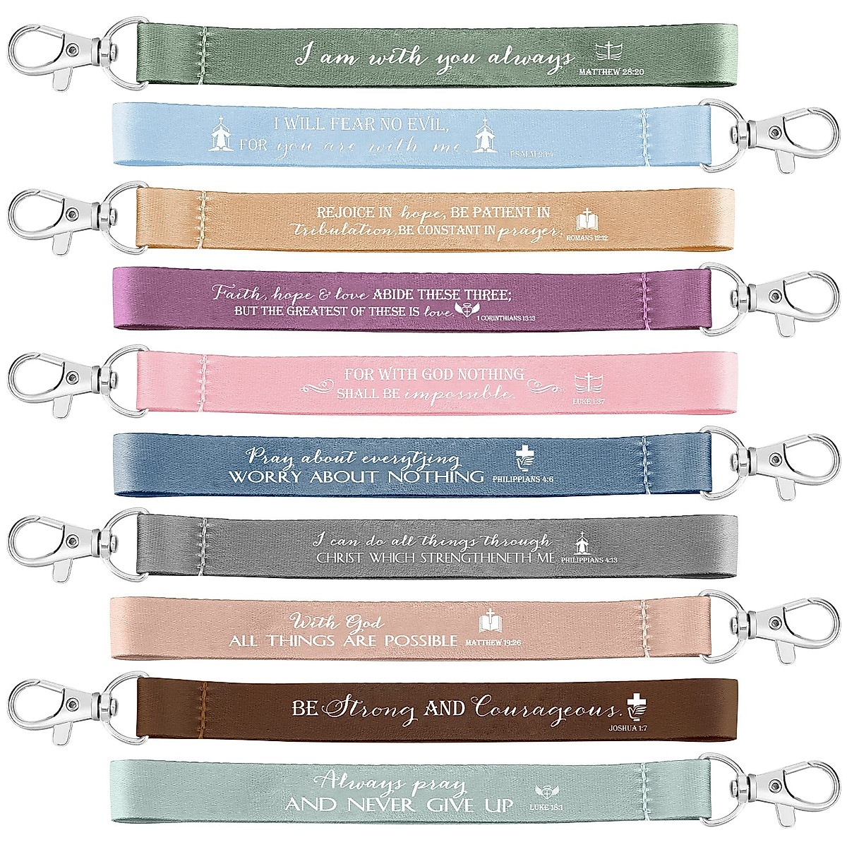 Inbagi 50 Pieces Christian Bible Verse Religious Biblical Keychain Bulk Fathers Day Gift for Men Church Favors(Fresh Colors)