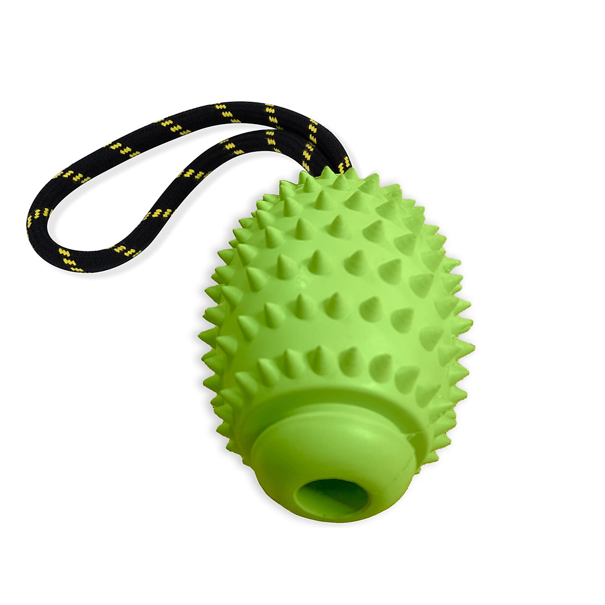OllyDog Spikey Rugby, Interactive Dog Chew Toy with Natural Rubber, Multifunctional Teeth Cleaning and Gum Massage, for Dogs Under 50lbs (Lime)